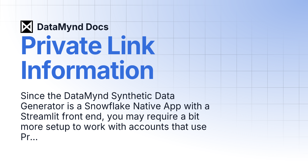 Private Link Information | DataMynd Docs